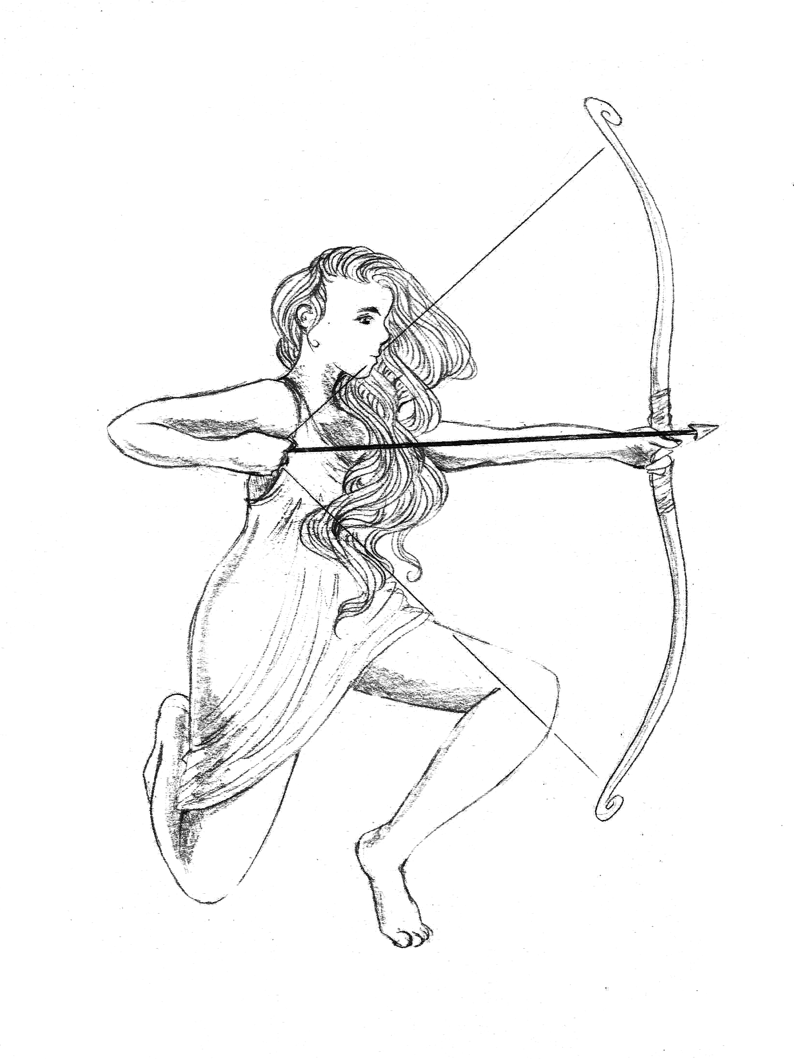 Artemis Greek Mythology Drawing