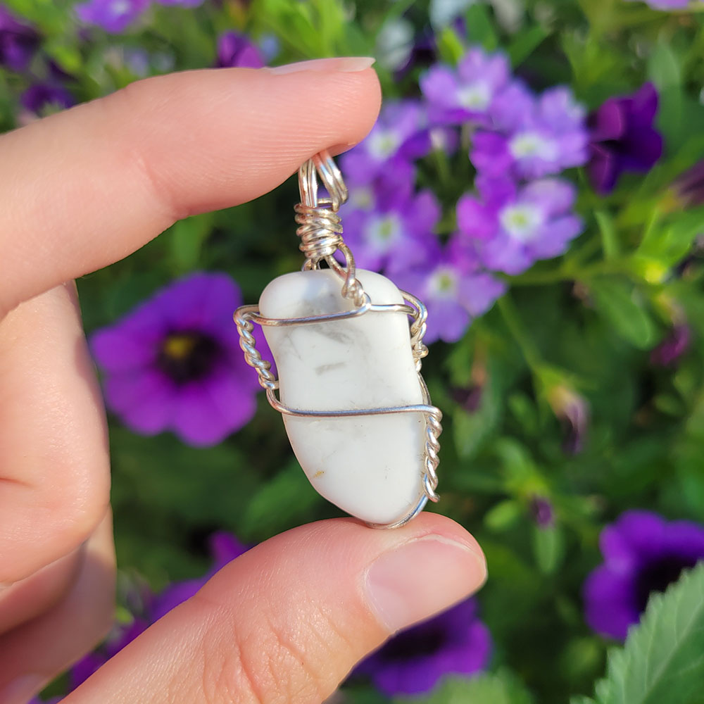 Howlite Wire Wrapped Pendant - Crystal Vaults