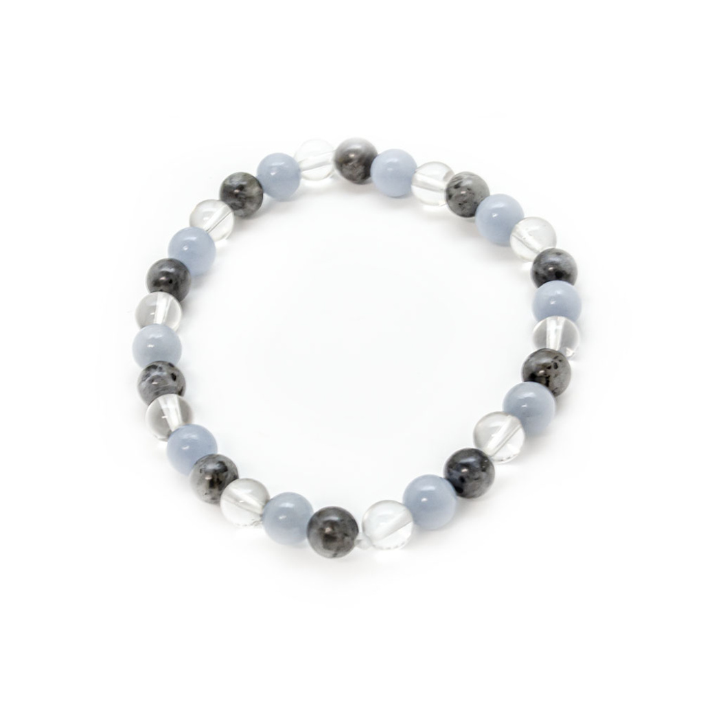 Labradorite, Angelite, & Clear Quartz Bead Bracelet - Crystal Vaults