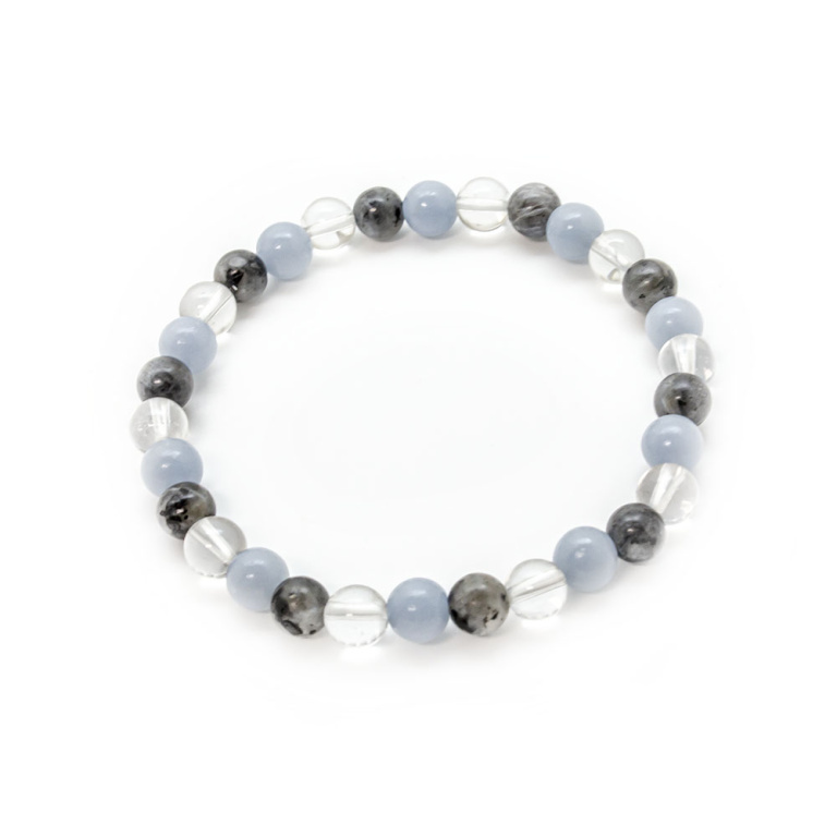 Labradorite, Angelite, & Clear Quartz Bead Bracelet - Crystal Vaults