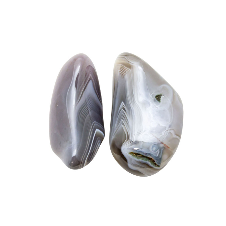 Silver Banded Agate Tumbled Pair (Aura Small) - Crystal Vaults