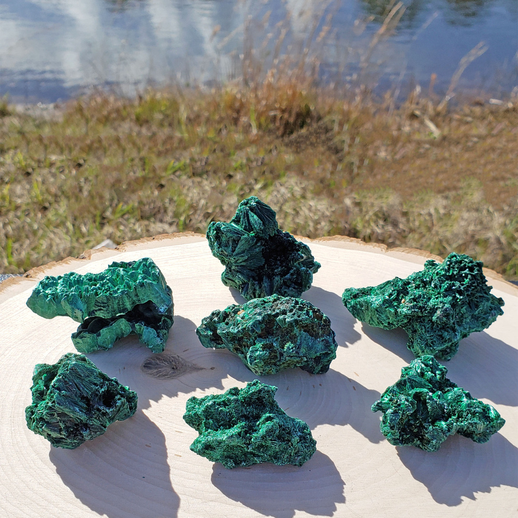 Green Flame Aligned Rough Malachite Crystal - Crystal Vaults