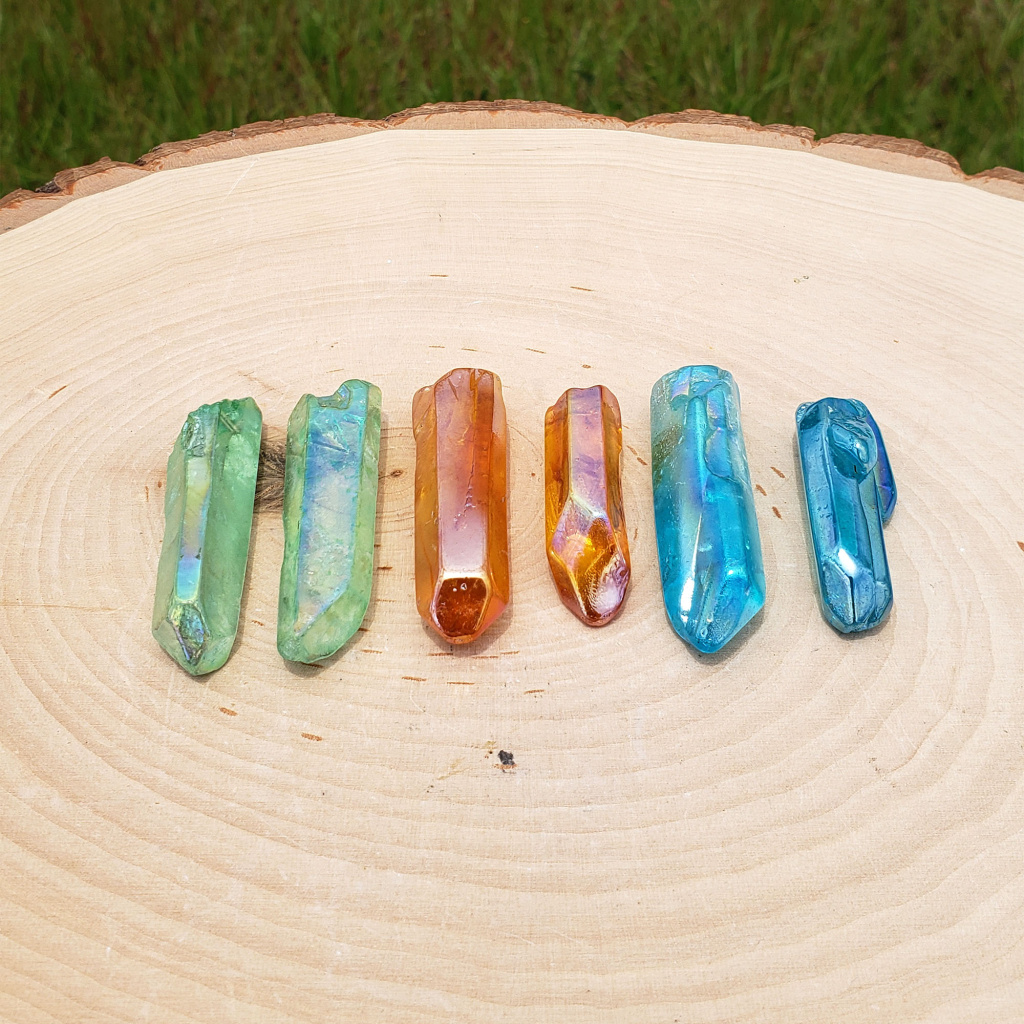 Aqua Aura Point Large - Crystal Vaults