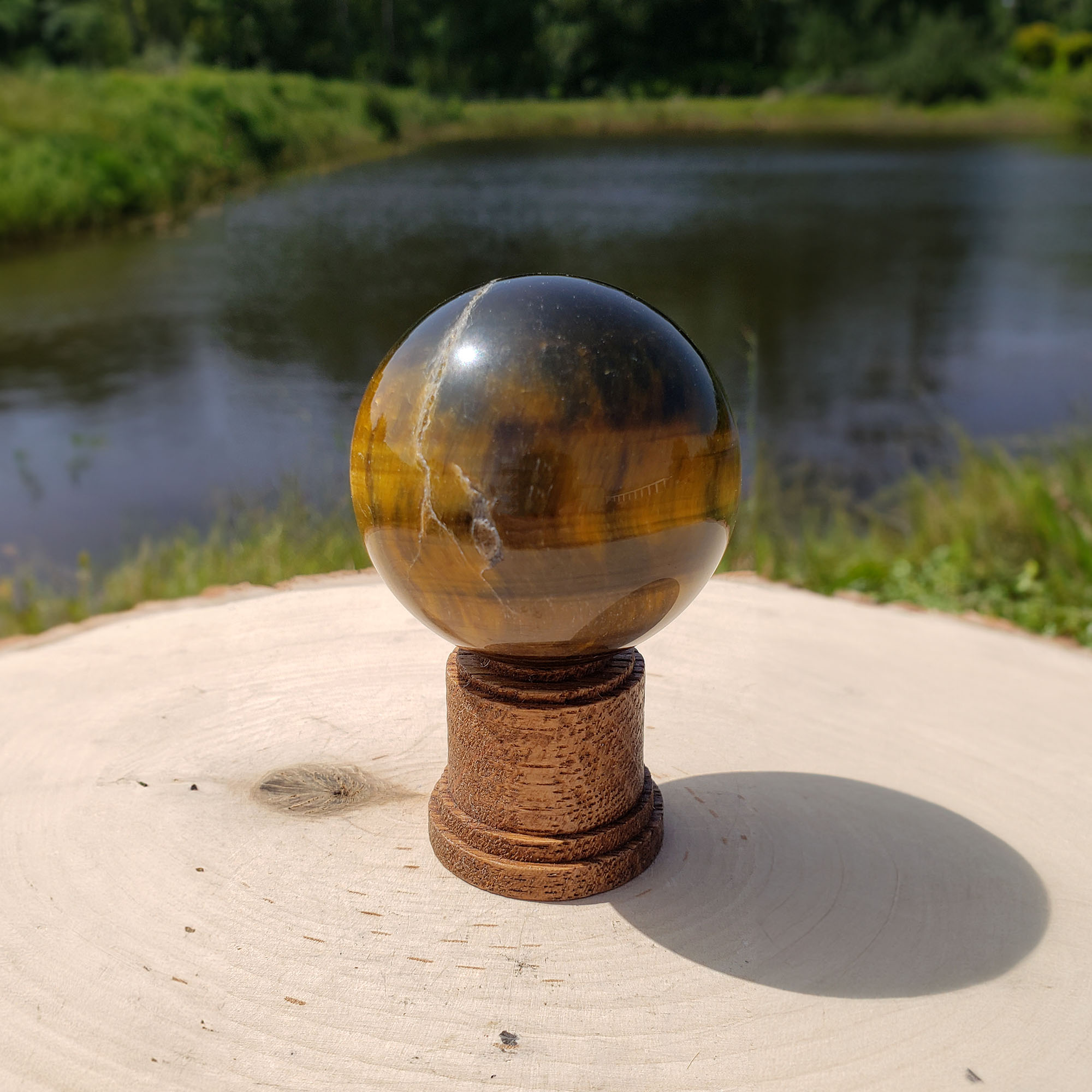 Imperfectly Perfect Tiger's Eye Sphere (50mm) - Crystal Vaults