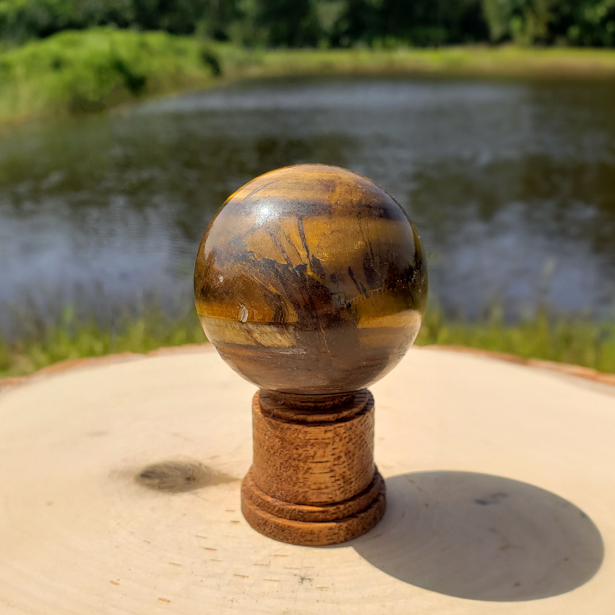 Imperfectly Perfect Tiger's Eye Sphere (50mm) - Crystal Vaults