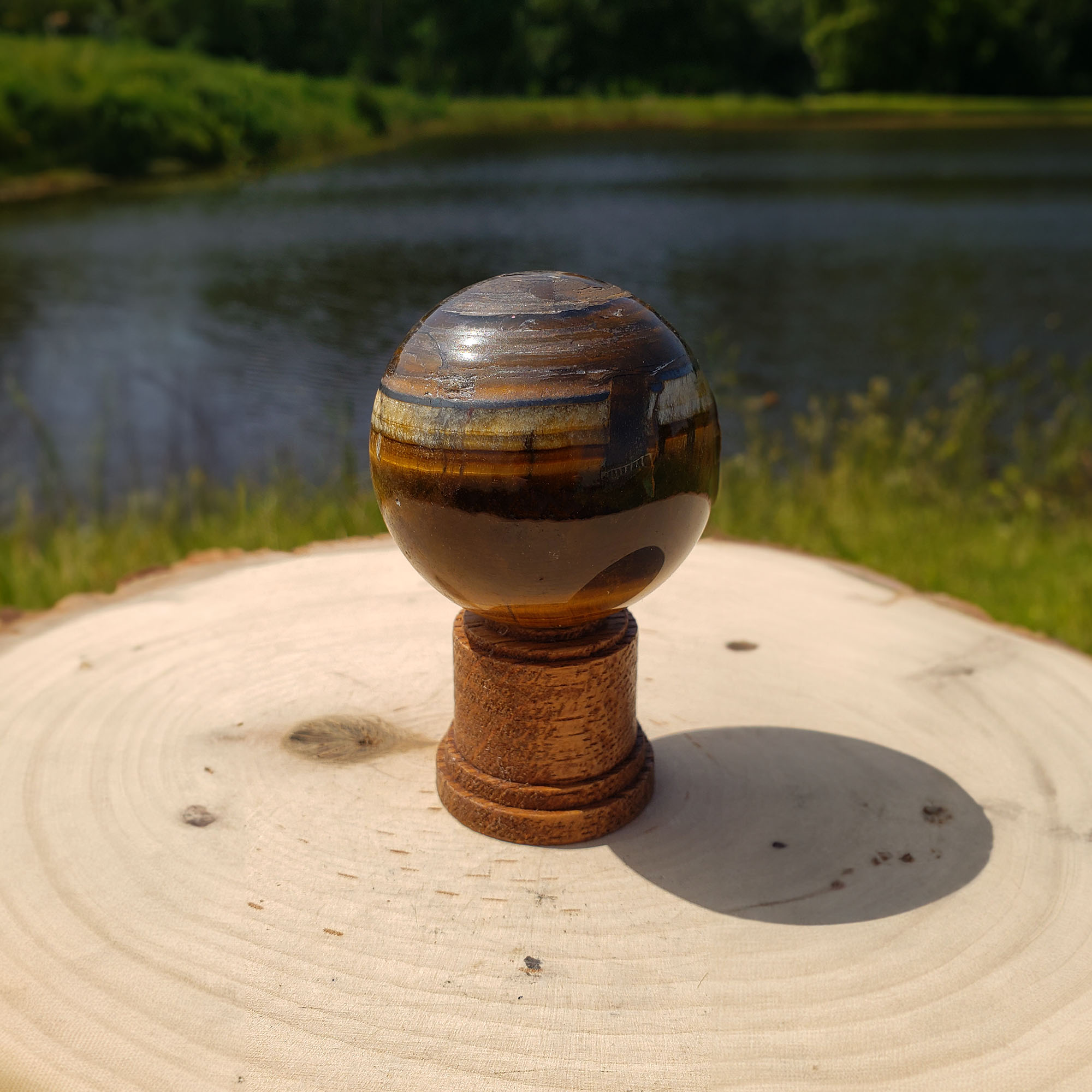 Imperfectly Perfect Tiger's Eye Sphere (50mm) - Crystal Vaults