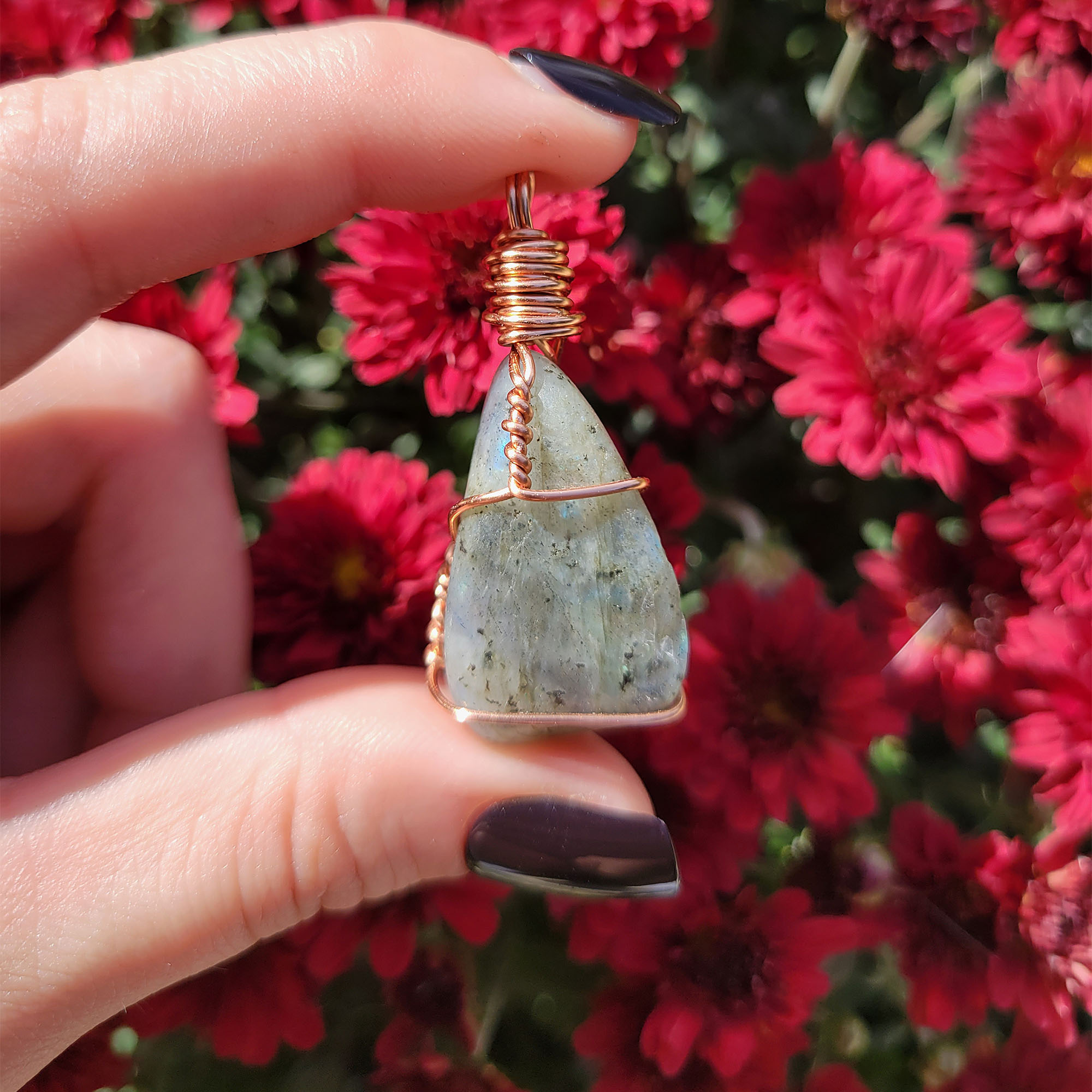 Labradorite Wire Wrapped Pendant - Crystal Vaults