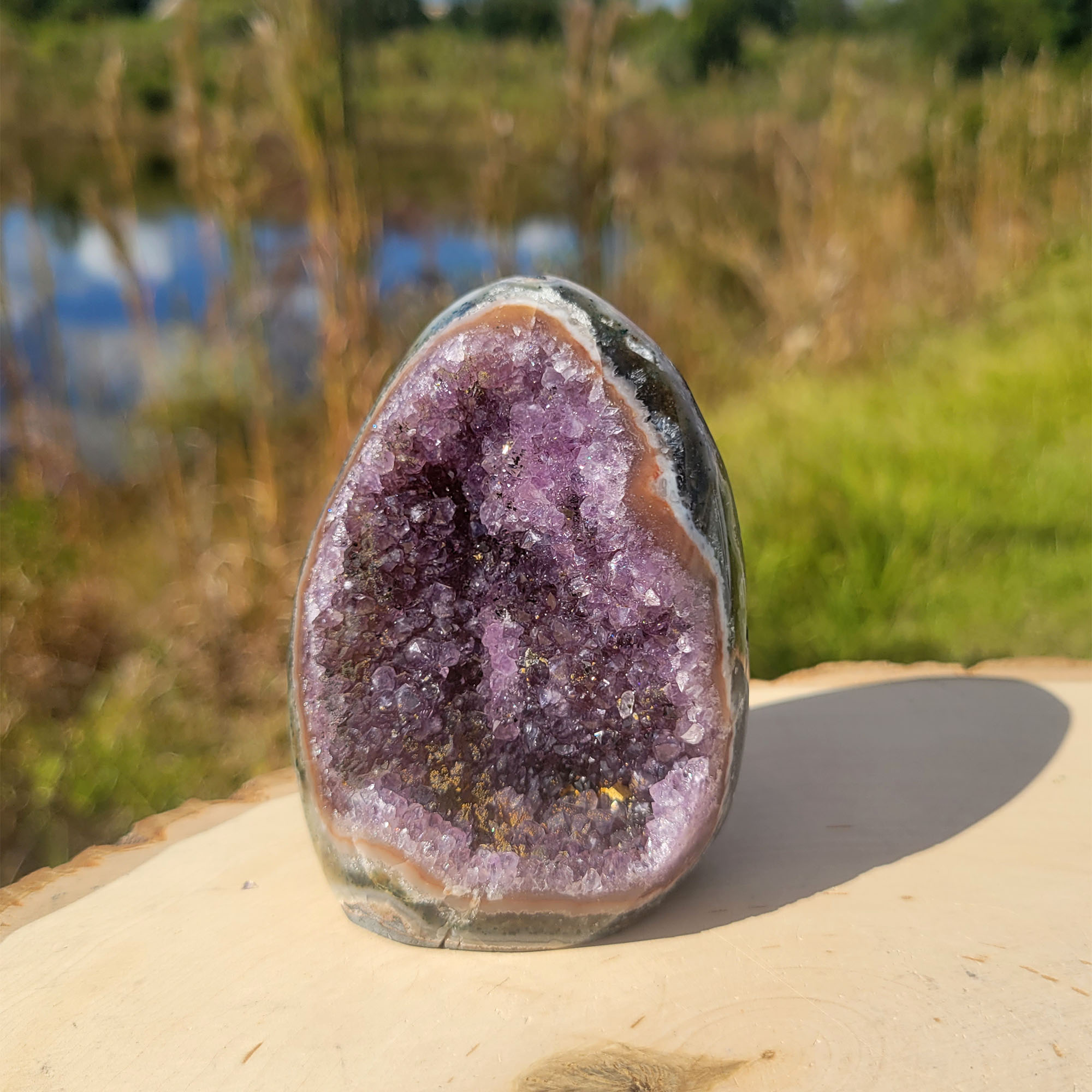 Rainbow Jasper & Amethyst Display Piece - Crystal Vaults