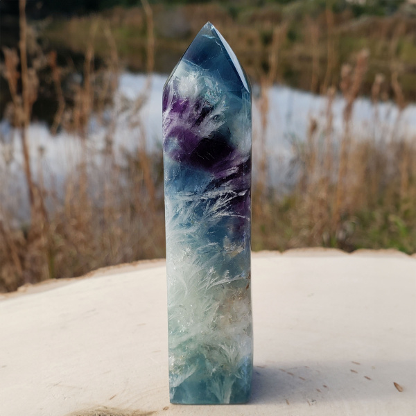 Feather Fluorite Point - Crystal Vaults