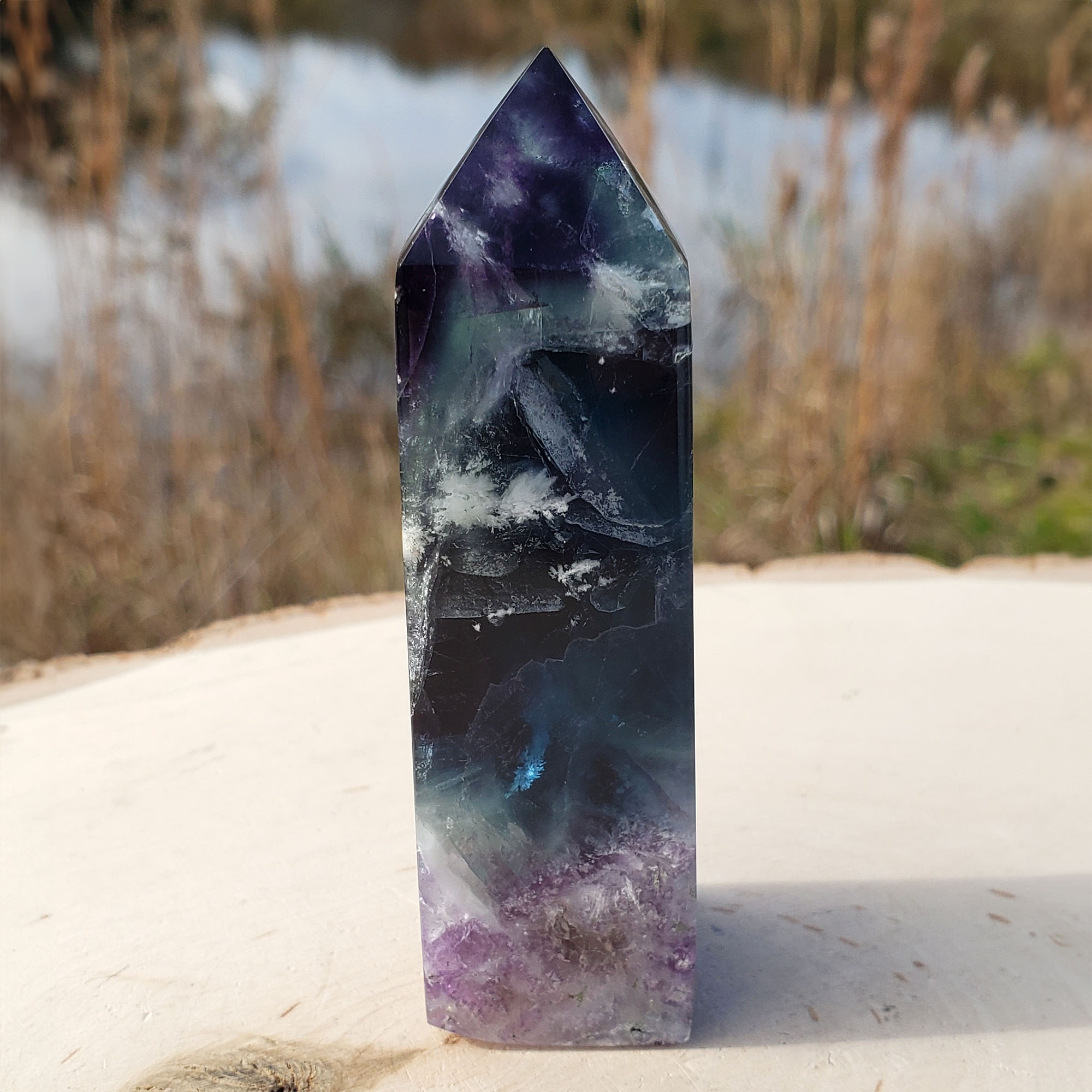 Feather Fluorite Point - Crystal Vaults
