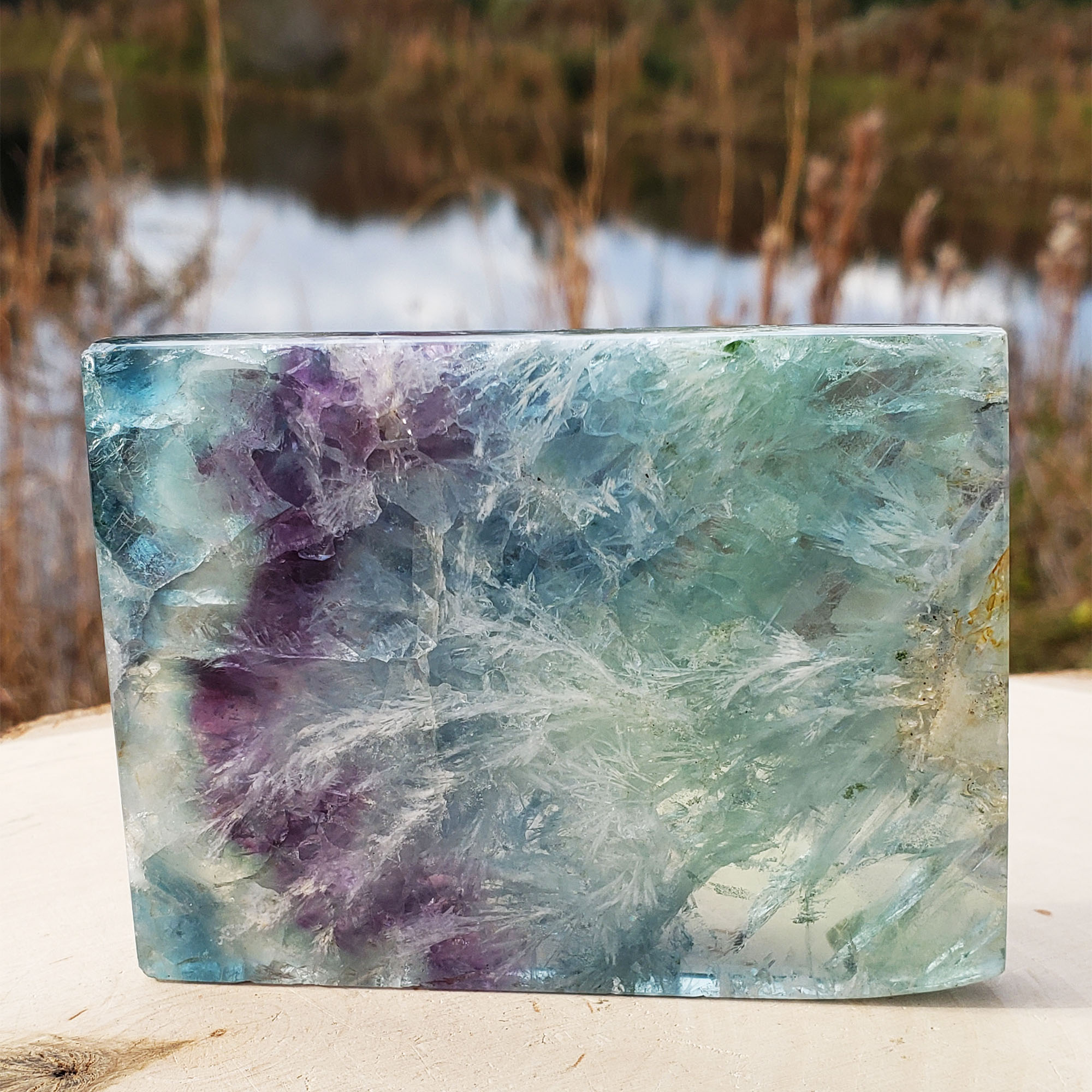 Feather Fluorite Slab - Crystal Vaults
