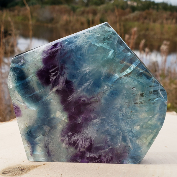 Feather Fluorite Slab - Crystal Vaults