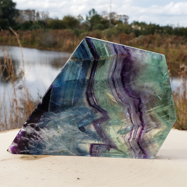 Feather Fluorite Slab - Crystal Vaults