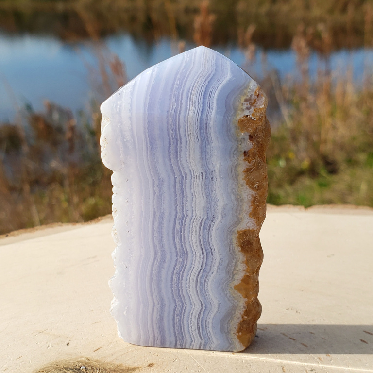 Blue Lace Agate Slab Point - Crystal Vaults