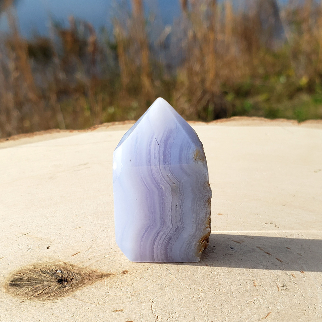 Blue Lace Agate Slab Point - Crystal Vaults