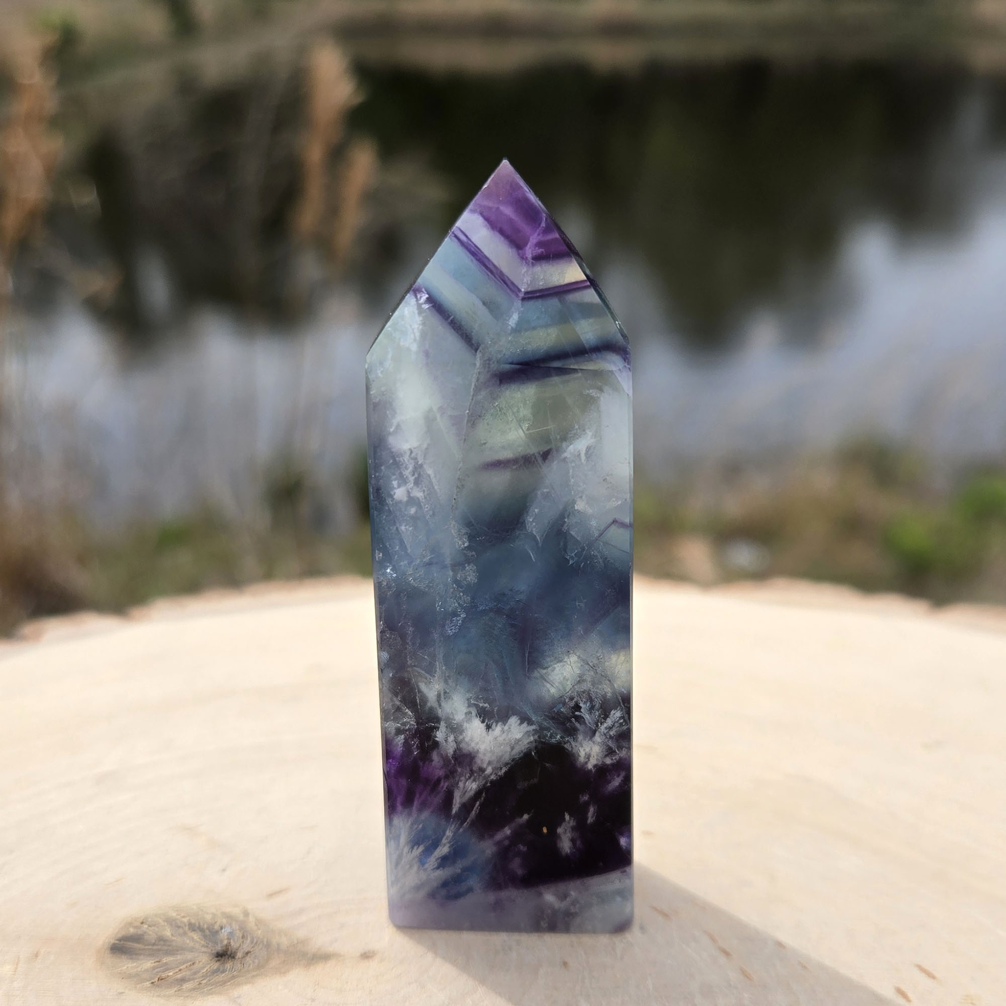 Feather Fluorite Point - Crystal Vaults