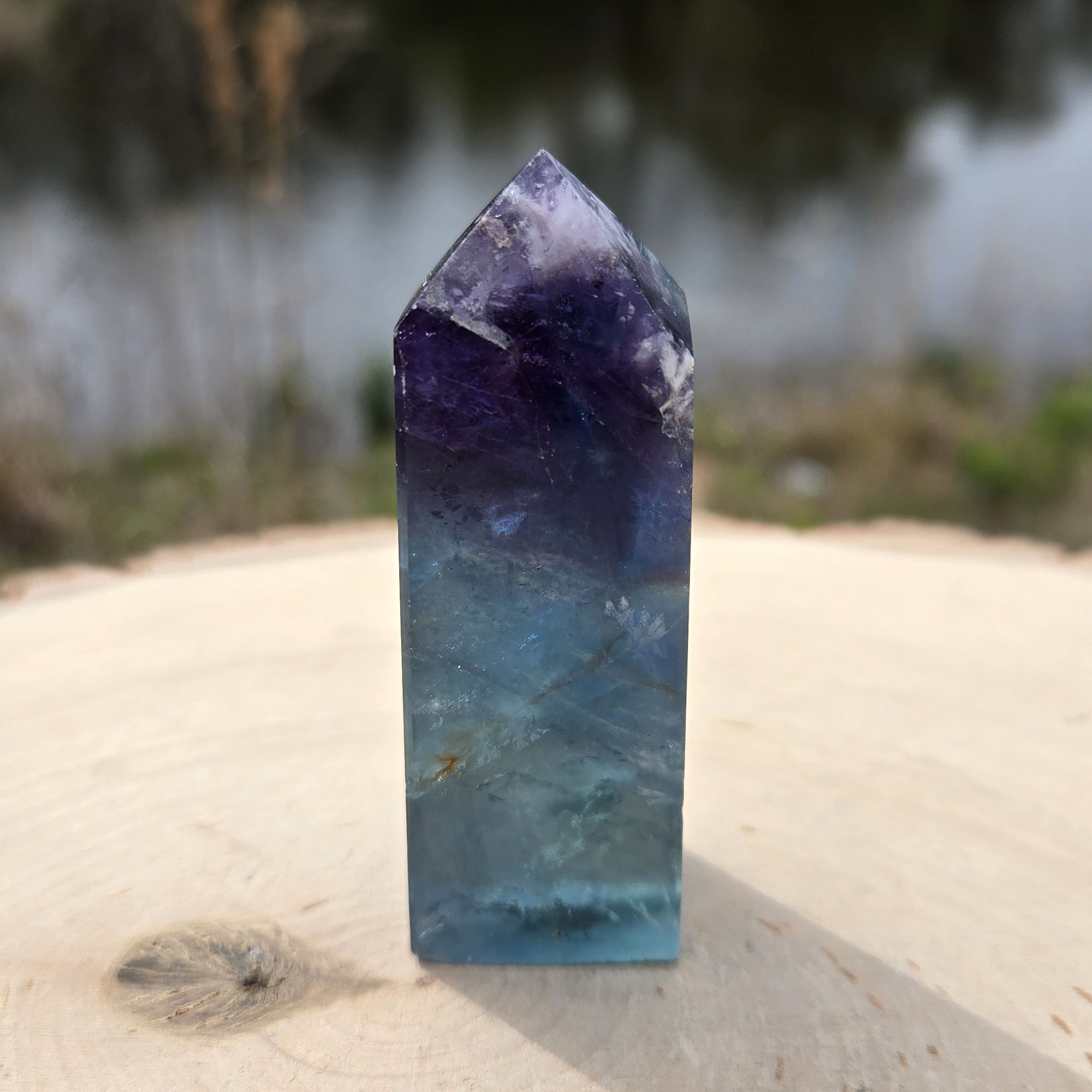 Feather Fluorite Point - Crystal Vaults