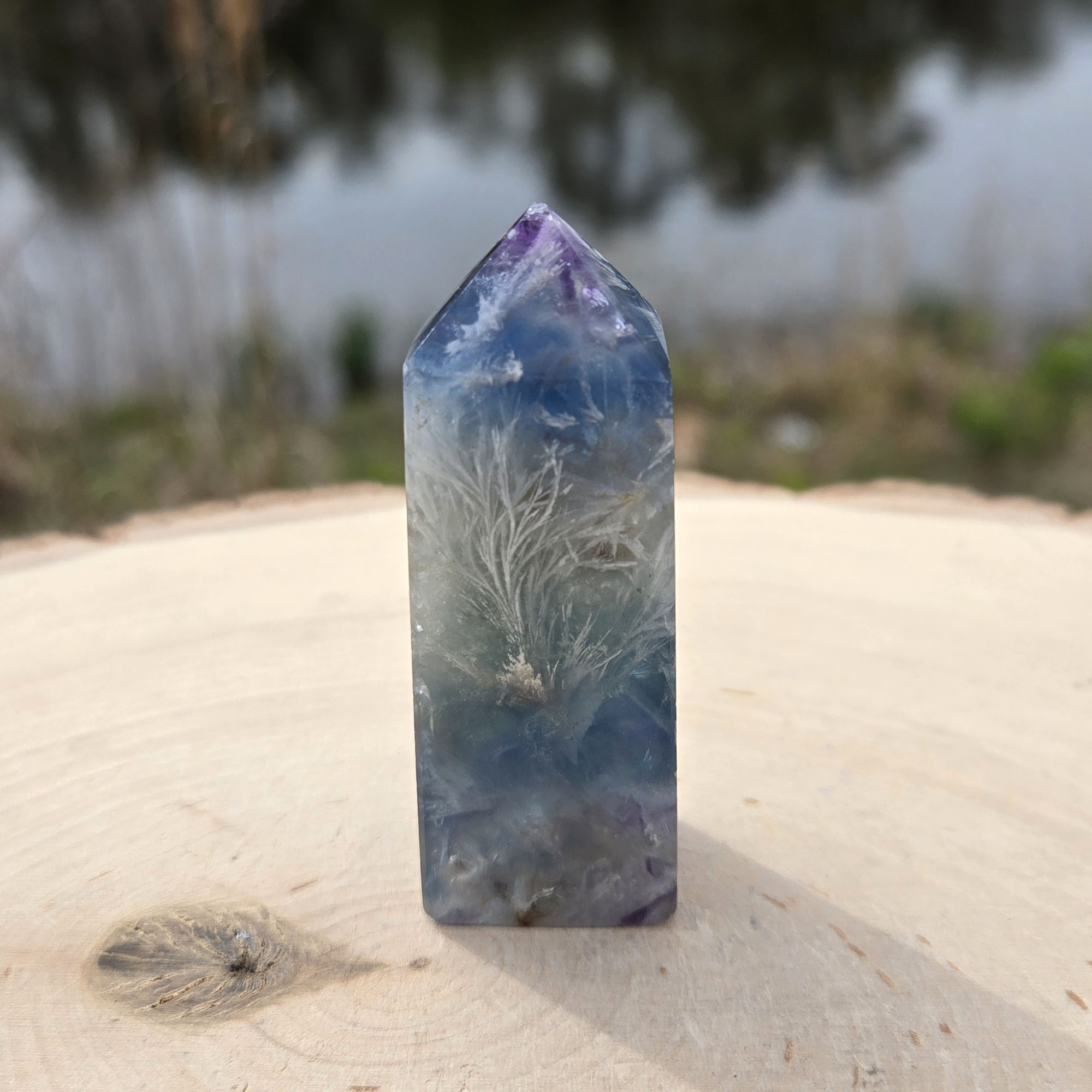 Feather Fluorite Point - Crystal Vaults