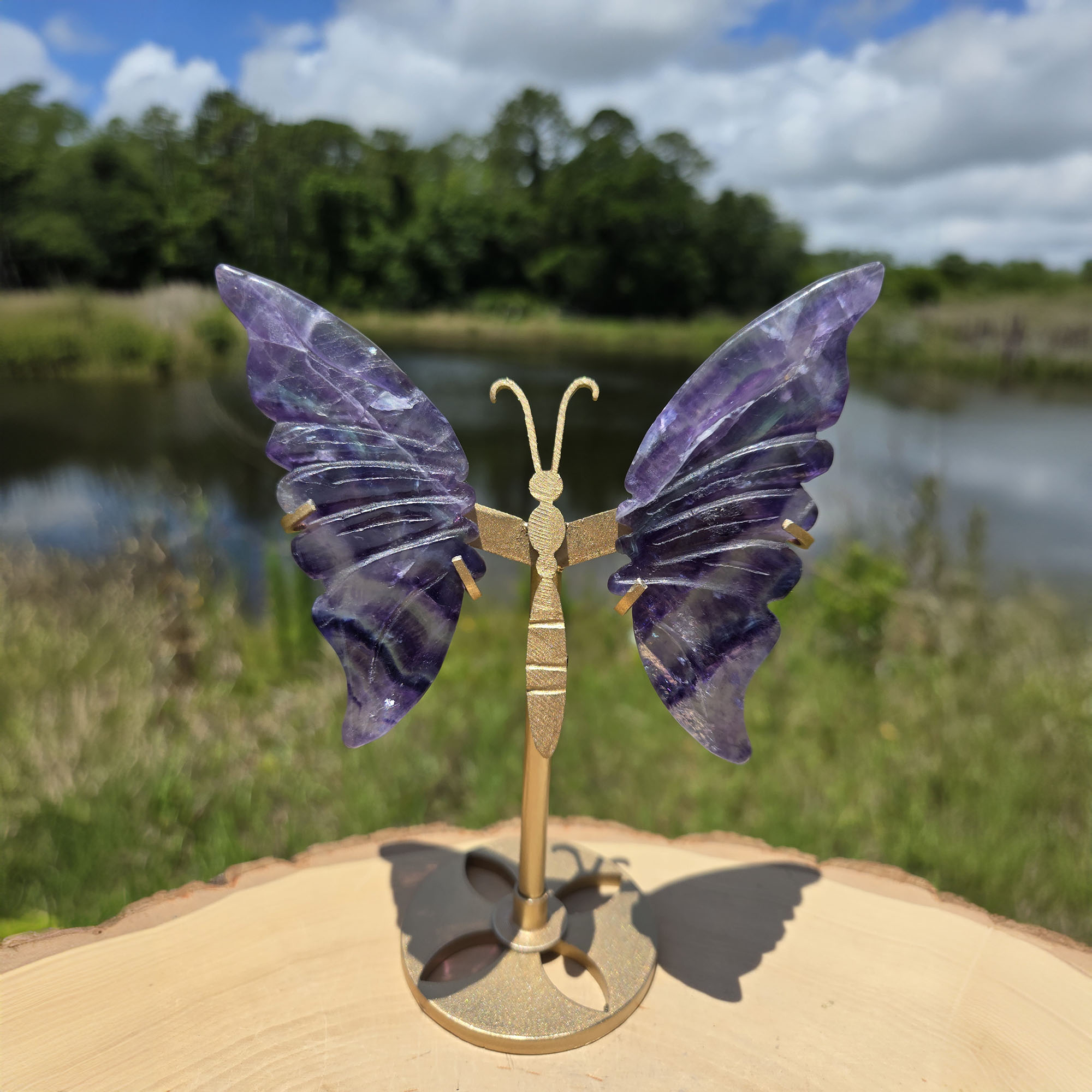 Imperfectly Perfect Fluorite Butterfly on Stand - Crystal Vaults