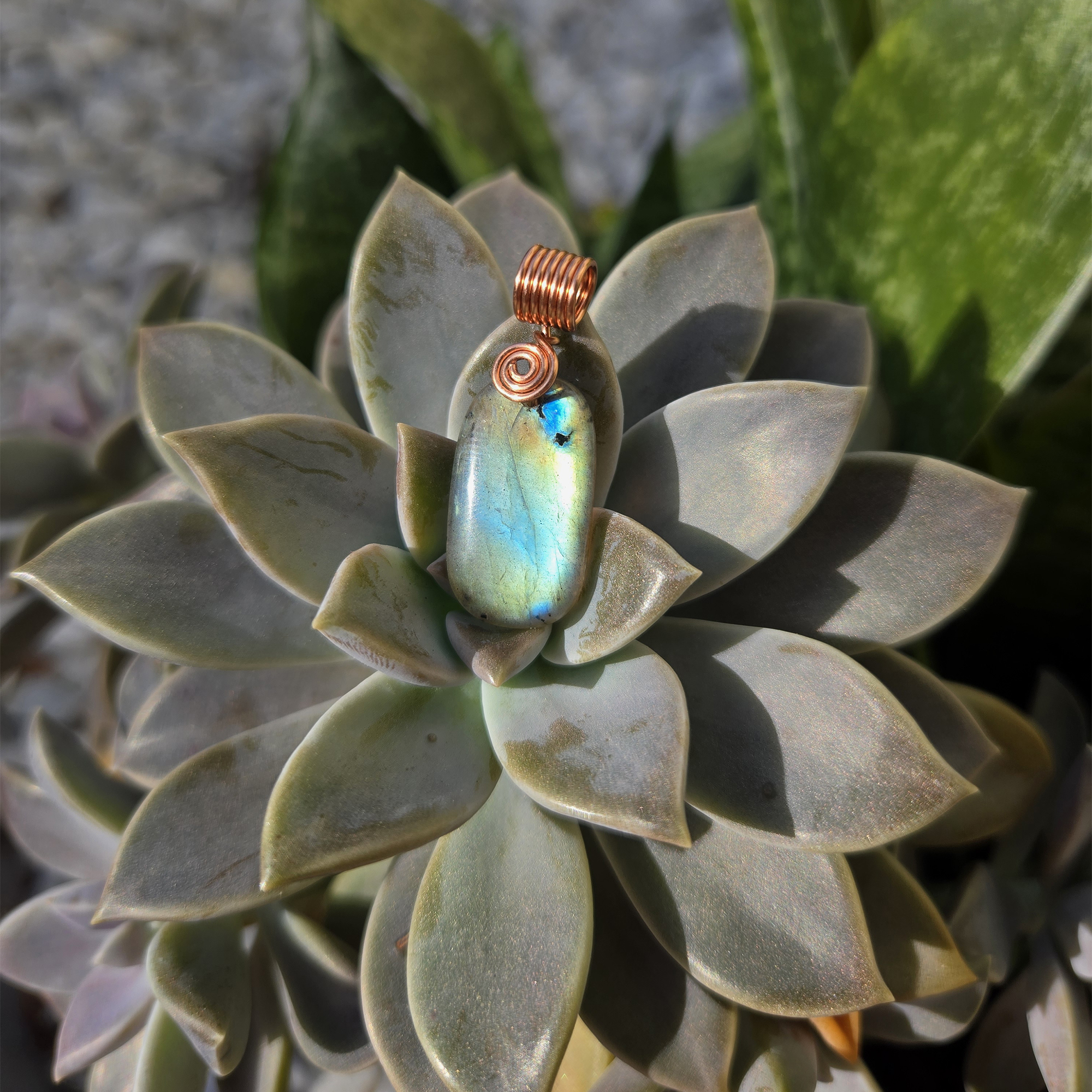Labradorite Wire Wrapped Pendant - Crystal Vaults