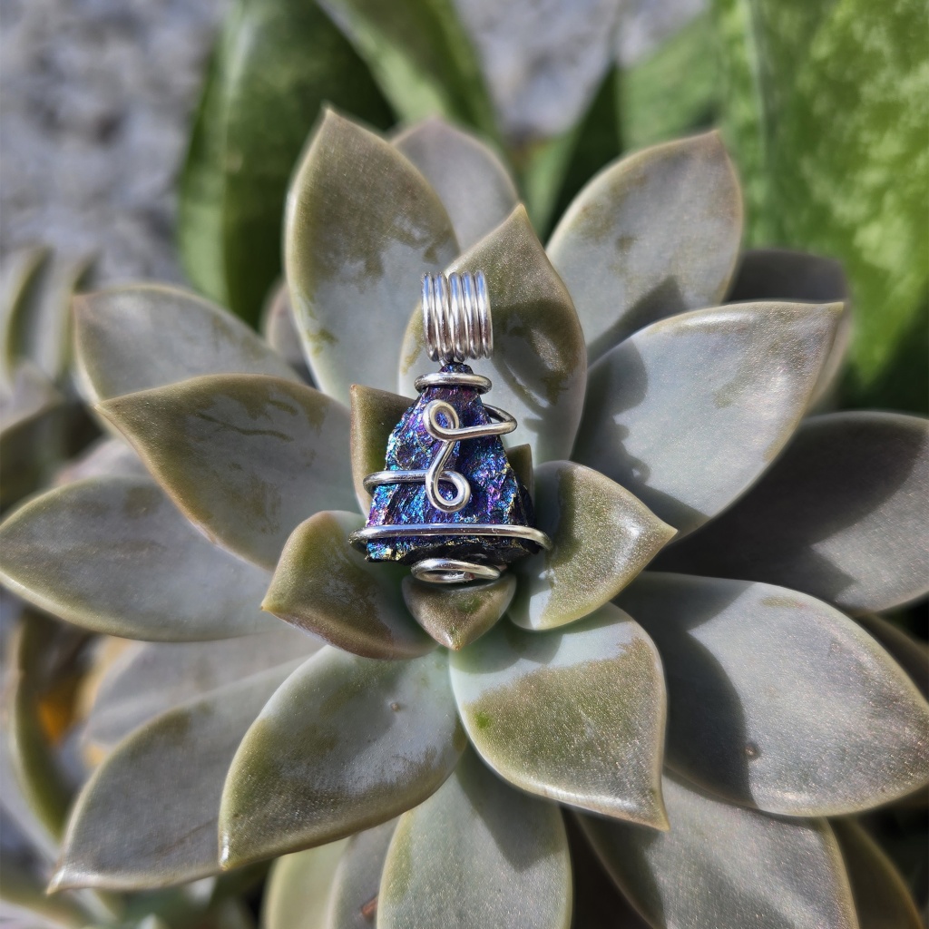 Peacock Ore Wire Wrapped Pendant - Crystal Vaults