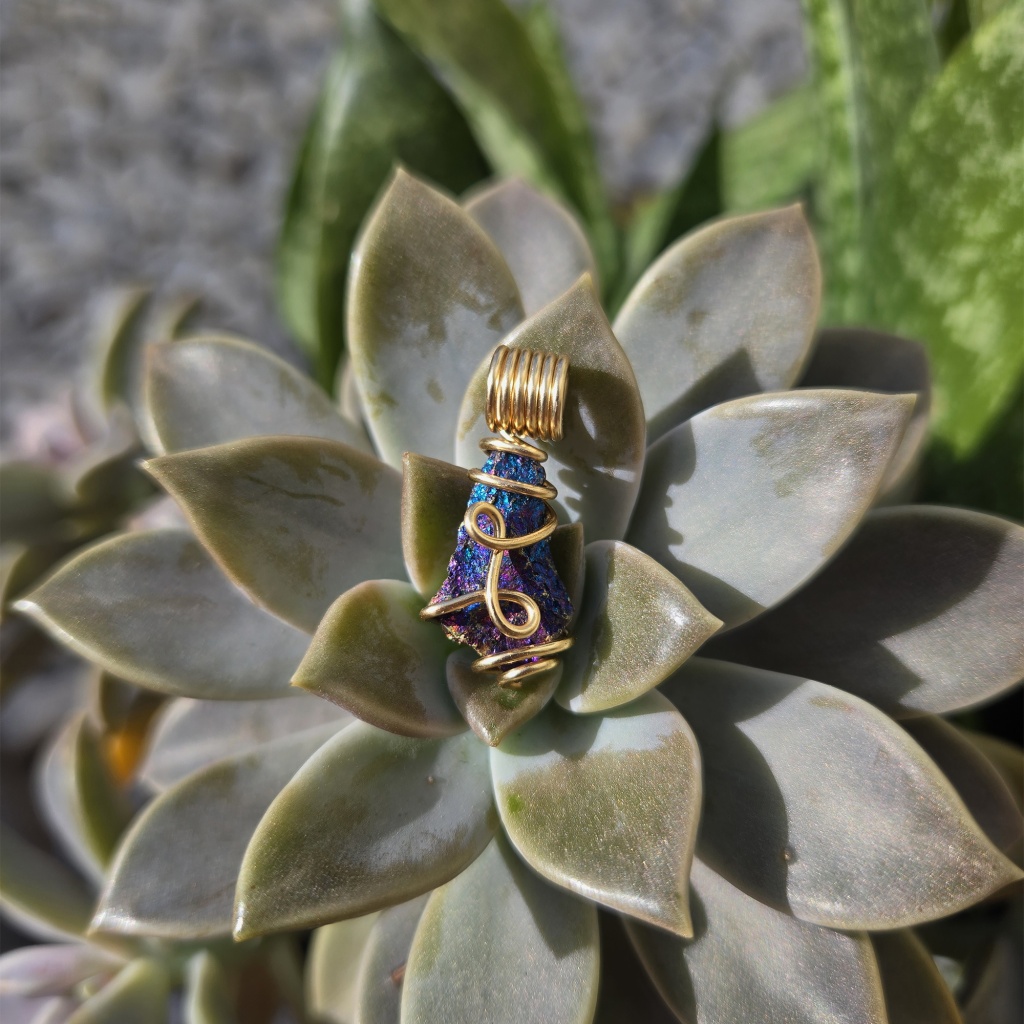 Peacock Ore Wire Wrapped Pendant - Crystal Vaults