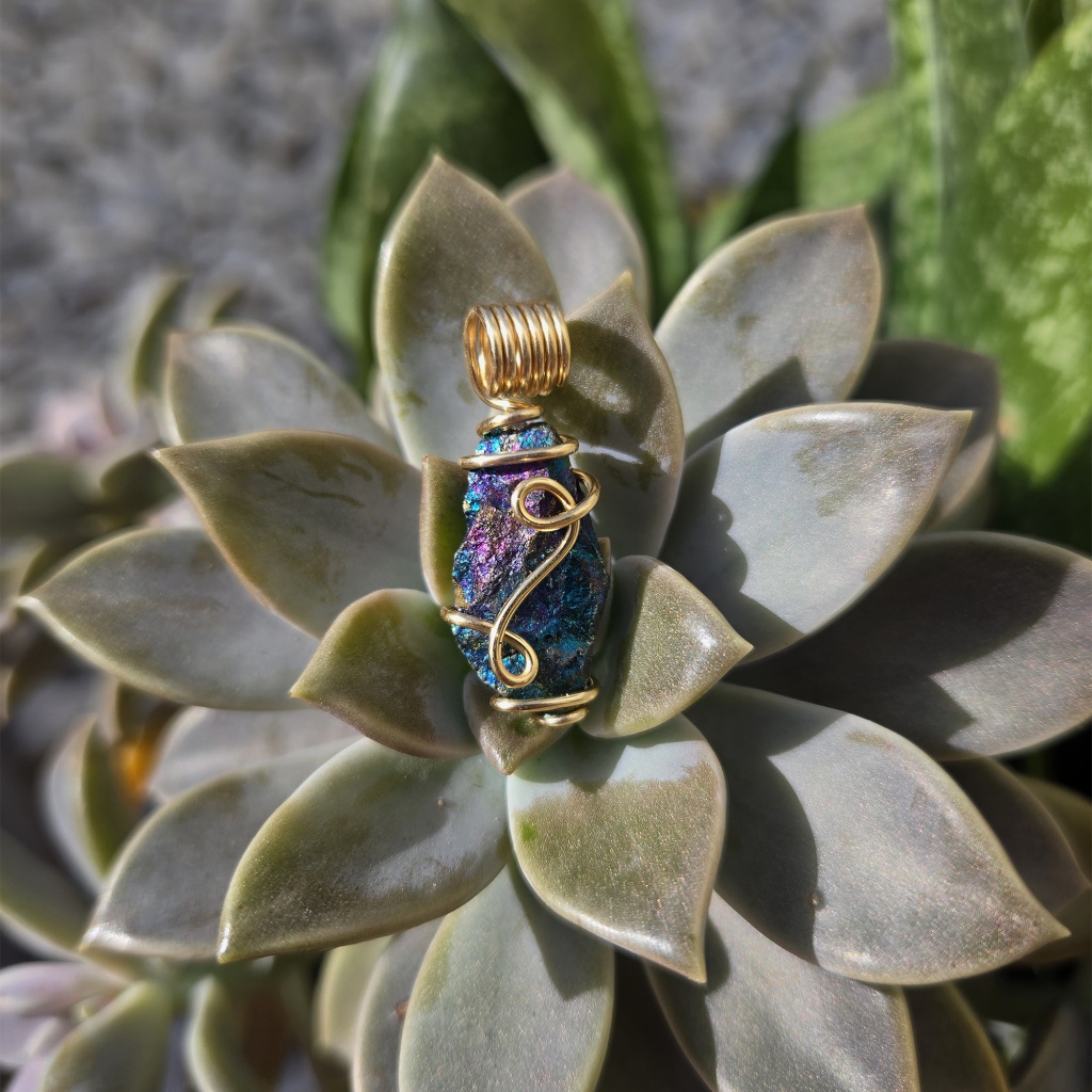 Peacock Ore Wire Wrapped Pendant - Crystal Vaults