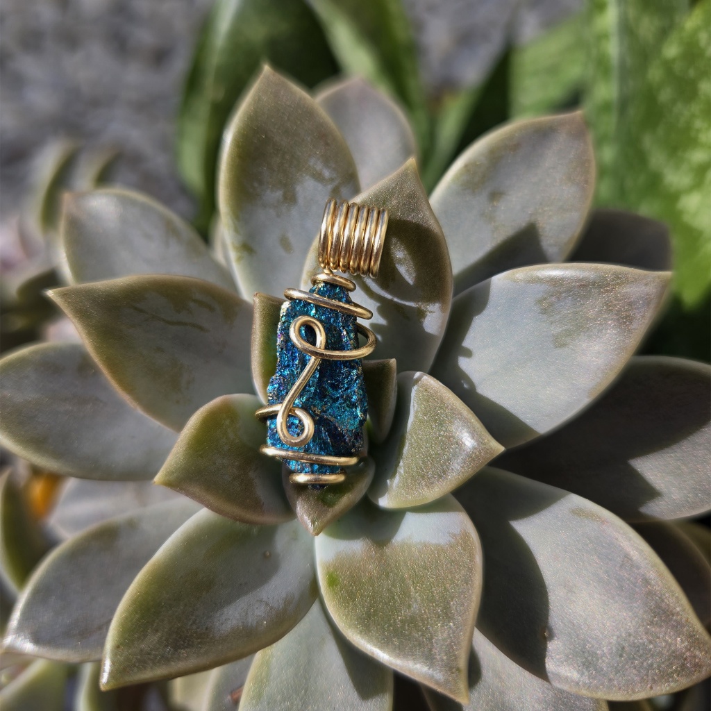 Peacock Ore Wire Wrapped Pendant - Crystal Vaults