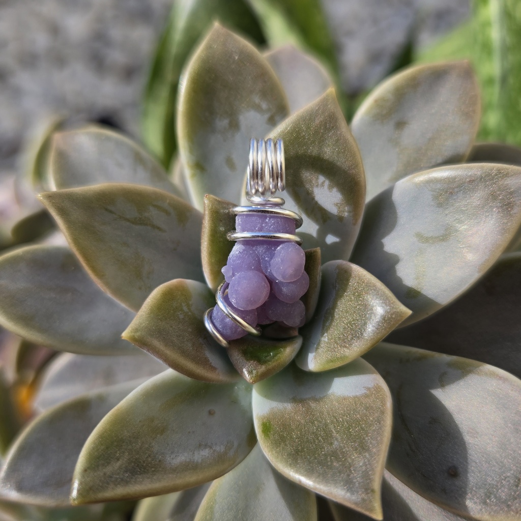 Grape Agate Wire Wrapped Pendant - Crystal Vaults
